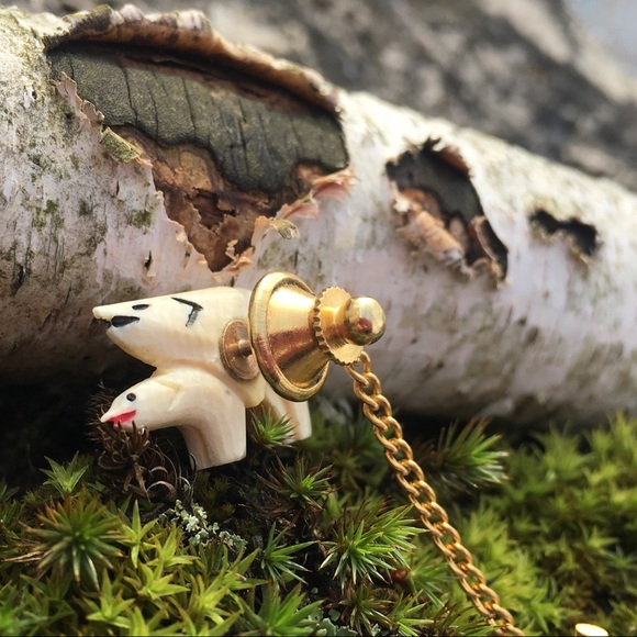 Accessories | Carved Bone Naughty Bear Tie Tack | Poshmark
